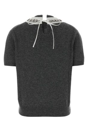 Prada Womens Dark Grey Wool Blend Sweater Ardesia Maglieria