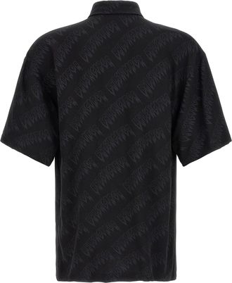Balenciaga Logo-Embroidered Viscose Shirt - Black