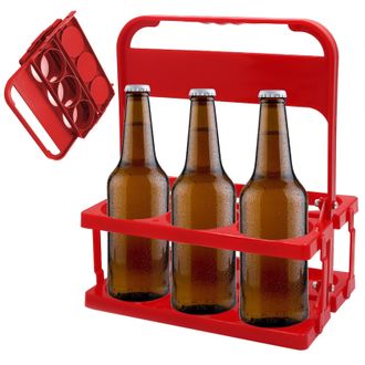 Generic Flaschenträger Faltbarer Haltertrinkträger mit wiederverwendbarem tragbarem Flaschenkorb enthalten 6 Flaschen zum täglichen Gebrauch und Party rot