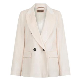 PESERICO Femme, Vestes, Beige, Taille: 42 FR Blazer crois&eacute; en lin, coton et lurex