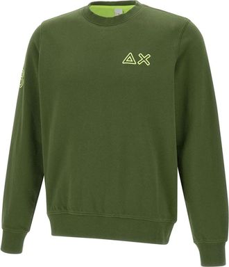 Sun 68 Homme, Sweatshirts et sweats &agrave; capuche, Vert, Taille: XL SweaT-shirt en coton avec logo fluorescent
