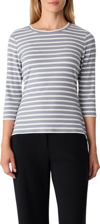 Comma Geripptes Slim-Fit-Shirt mit 3/4-&Auml;rmeln