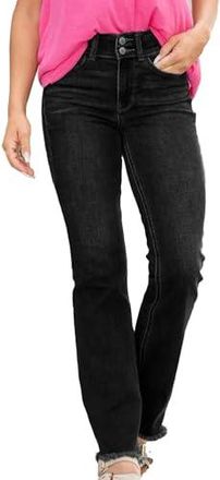 Generic Boyfriend Jean pour femme - Coupe droite - R&eacute;tro - &Eacute;l&eacute;gant et confortable - Coupe droite - Pantalon long d&eacute;contract&eacute; - Couleur unie - Pantalon long - 