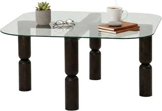 Dmora Couchtisch Psamathe 80x80x40h cm Schwarz Zeitschriftenhalter