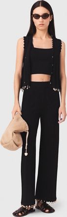 Maje Strickhose Mit Schmuck - Schwarz - Maje