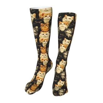 Generic Chaussettes Pour Femme Homme Chats R&eacute;tro Mignons Chaussettes De Travail Durable Respirantes Planche &Agrave; Roulettes Bonneterie, Pour Course &Agrave; Pied, L&eacute;t&eacute;, 