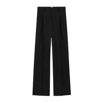 Ami Pantalon de costume &agrave; jambe large pliss&eacute;e - Homme - Pantalons - Noir - Taille: W42