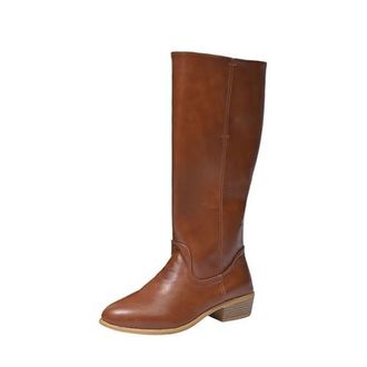 Generic Bottes montantes au genou pour femme - Bottes d&eacute;quitation larges - &Eacute;l&eacute;gantes - Couleur unie - Talon &eacute;pais - R&eacute;tro - Confortables - Antid&eacute;rapantes, mar