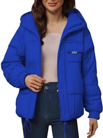 Generic Doudoune matelassée pour femme, manteau chaud dhiver pour femme, veste ample rembourrée pour femme, manteau épais avec poches pour le travail, la marc