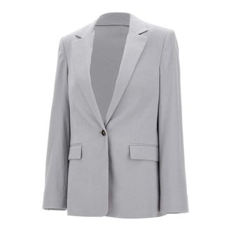 Vince Femme, Vestes, Gris, Taille: 38 FR Blazer crois&eacute; en lin m&eacute;lang&eacute;