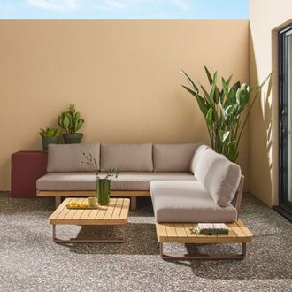 Sweeek Salon de jardin dangle bois dacacia et aluminium 5 places marron - Acalia