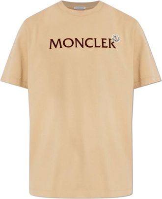 Moncler Homme, Tops, Beige, Taille: M T-shirt avec &eacute;cusson logo