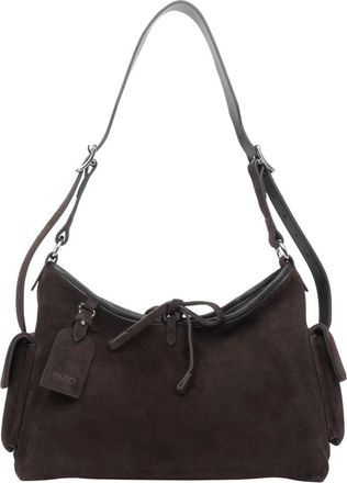 Estro & Luminara Femme, Sacs, Brun, Taille: ONE Size Sac bandouli&egrave;re souple en v&eacute;ritable velours