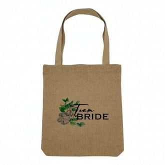 Fabulous Sac Shopping Tote Bag Aspect Lin - Team Bride Wedding Bridal Blue Flowers - Sac de Courses Toile Epaisse 360g Beige Naturel Cabas Port&eacute; Epaule Solide 