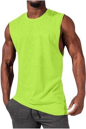 Generic D&eacute;bardeur &agrave; manches courtes pour homme - Maillot de corps extensible et confortable - En coton - Coupe droite - Pour entra&icirc;nement - Bodybuilding - Fit