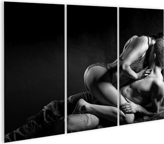 Islandburner Bild auf Leinwand Erotik f&uuml;r Schlafzimmer Sinnliches Paar Romantisch Schwarz Weiss Bilder Wandbilder Poster