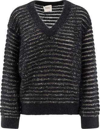 Nude pull orné de sequins - Noir
