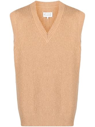 Maison Margiela débardeur en maille nervurée à col v - Marron