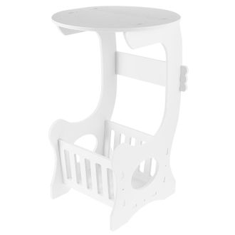 NUOBESTY Baluue Beistelltisch Rund Wei&szlig; Kleiner Couchtisch mit Ablagefach Multifunktionaler Nachttisch f&uuml;r Schlafzimmer Wohnzimmer Einfacher Aufbau Umweltfreun