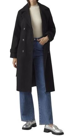 Vero Moda Manteau trench pour femme VMFORTUNEVEGA, Noir, M