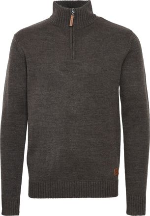 11 Project PRNoan Herren Strickpullover Troyer Grobstrick Pullover mit Rei&szlig;verschluss, Gr&ouml;&szlig;e:L, Farbe:Dark Grey Melange (1940071)