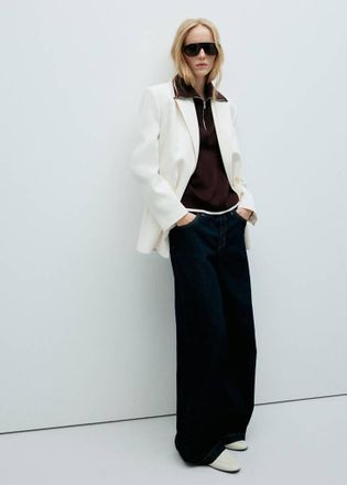 Mango Pull col polo avec rayures en contraste chocolat - Femme - XXS - MANGO