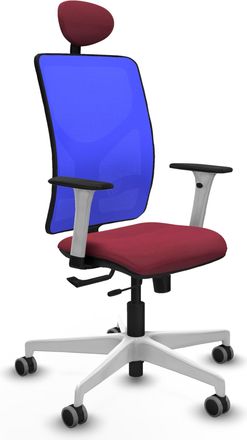 Piqueras y Crespo Isomalla Motilla Stuhl mit wei&szlig;en und schwarzen Armlehnen, h&ouml;henverstellbarer Lendenwirbelst&uuml;tze und festem Kopfteil, ausgestattet mit Syncro/Traslack