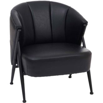 Hhg Sessel HHG-688, Polster-/Cocktail-/Clubsessel Lounge Chair Vintage Retro Industrial Metall Kunstleder schwarz