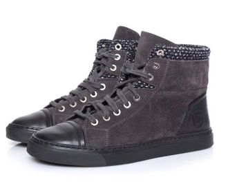 Chanel Suede & Leather High Top Sneakers Size 38.5