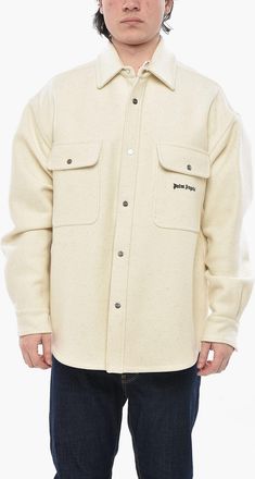 Palm Angels Utility-Overshirt Aus Schurwolle Mit Druckkn&ouml;pfen Palm Angels