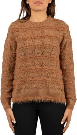 LuckyLu Haut en maille &agrave; col rond - Femme - Pulls - Brun - Taille: 42 FR