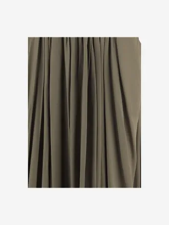 SA SU PHI Womens Long Pleated Skirt Army Green Cotton