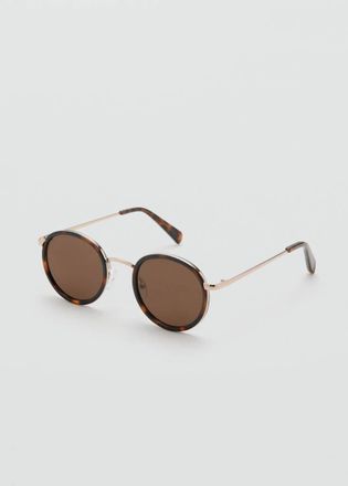 Mango Lunettes de soleil monture m&eacute;tallique ronde chocolat - Femme - Taille unique - MANGO