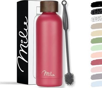 Milu Gourde Isotherme - Bouteille Isotherme - 500ml - Gourde INOX Bouche Standard - Gourde Sport &Eacute;tanche - Gourde Enfant sans BPA - Brosse de nettoyage inc