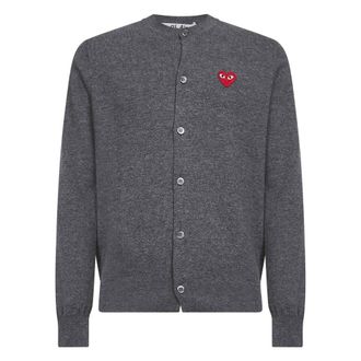 Comme Des Gar&ccedil;ons Grauer Wollpullover mit rotem Herz - - Knitwear - Herren - Grau - M