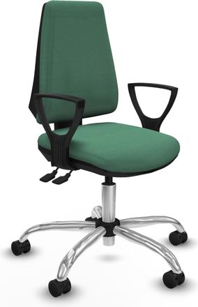 Piqueras y Crespo Arbeitsstuhl mit Armlehnen, ausgestattet mit Asincro und Schneidschaum, mit Rollen 65 mm, Nylon, smaragdgr&uuml;n