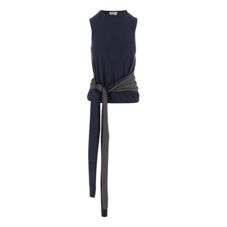 J.W.Anderson Tanktop mit Bindeg&uuml;rtel - - Tops - Damen - Blau - S