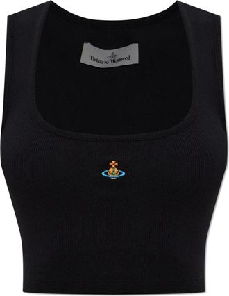 Vivienne Westwood Femme, Tops, Noir, Taille: 40 FR Top avec logo brod&eacute;