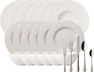Villeroy & Boch Manufacture Rock Blanc Set 18tlg + Besteck Leandra