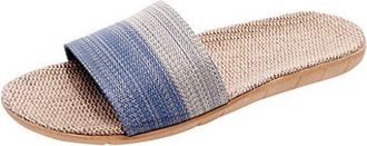 Generic Beach Home Sandales en lin respirantes pour homme Pantoufles en coton pour homme, bleu, 42/43 EU