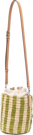 Valentino Garavani Striped Raffia Bucket Bag - Green