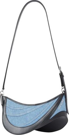 MUGLER Femme, Sacs, Bleu, Taille: ONE Size Denim Spiral Curve 01 Shoulder Bag