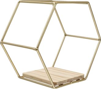 Artibetter Wandmontiertes Sechseckiges Eisenregal Goldfarbenes Wandhalterung f&uuml;r Schlafzimmer Wohnzimmer Vielseitiges Aufbewahrungsregal f&uuml;r Pflanzen Schl&uuml;ssel B