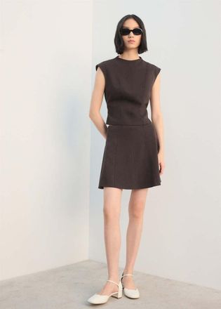 Mango Tailliertes Top mit breiten Tr&auml;gern schokolade - Damen - XS - MANGO