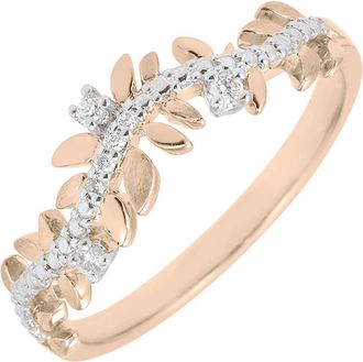 Edenly Ring Verzauberter Garten - Königliches Blattwerk - Diamant und Roségold - 18 Karat