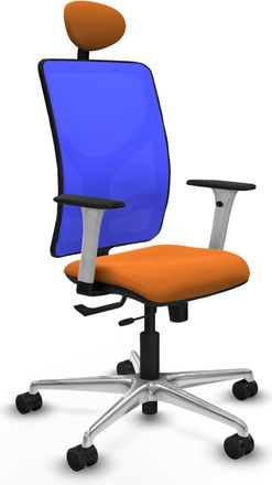 Piqueras y Crespo 8-Stunden-B&uuml;rostuhl mit wei&szlig;en und schwarzen Armlehnen, h&ouml;henverstellbare Lendenwirbelst&uuml;tze und festes Kopfteil, ausgestattet mit Syncro/Traslack. Bl