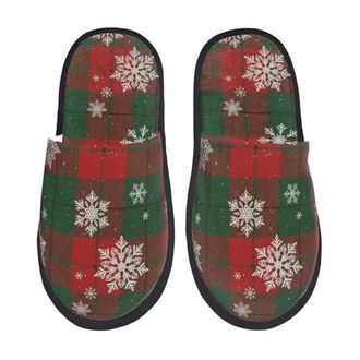 Generic L&eacute;g&egrave;re Pantoufles en Feutre Plaid flocons de neige de No&euml;l Accueil Slippers Antid&eacute;rapant Chaussons dint&eacute;rieur pour Homme Femme Ext&eacute;rieur L