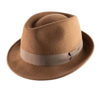 Classic Italy Chapeau Trilby Feutre Homme ou Femme Trilby - Taille 58 cm - Marron-Clair