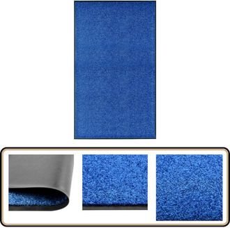 vidaXL Fußmatte Waschbar Blau 90x150 cm - Blaue Fußmatte - Waschbare Fußmatte - Outdoor Fußmatte - Indoor Fußmatte - Türmatte