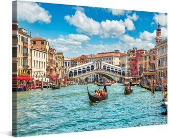 Picanova Leinwandbild 60x40cm Rialtobrücke Venedig - Leinwanddruck - Wandbild Kunstdruck Auf 2cm Holz-Keilrahmen Für Schlaf- Und Wohnzimmer Wanddekoration - Bi